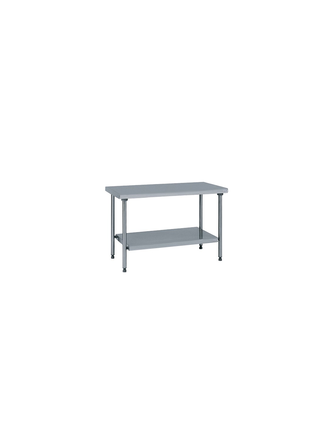 Table inox centrale avec étagère basse Profondeur : 600 mm